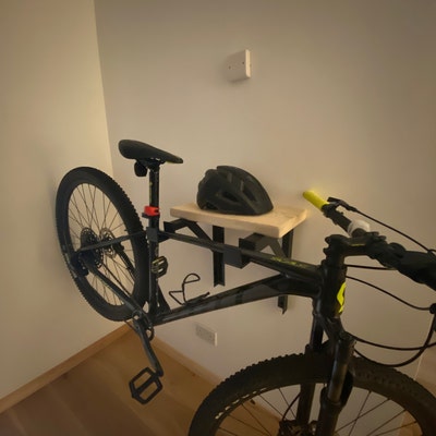 Mountain Bike Wall Mount Rack Reclaimed Timber Shelf Metal BMX Brackets ...