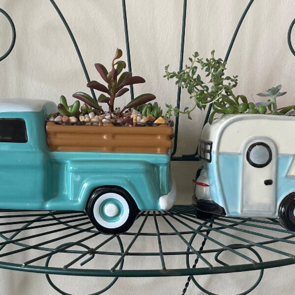 Ceramic Camper Trailer Pink Planter - Etsy