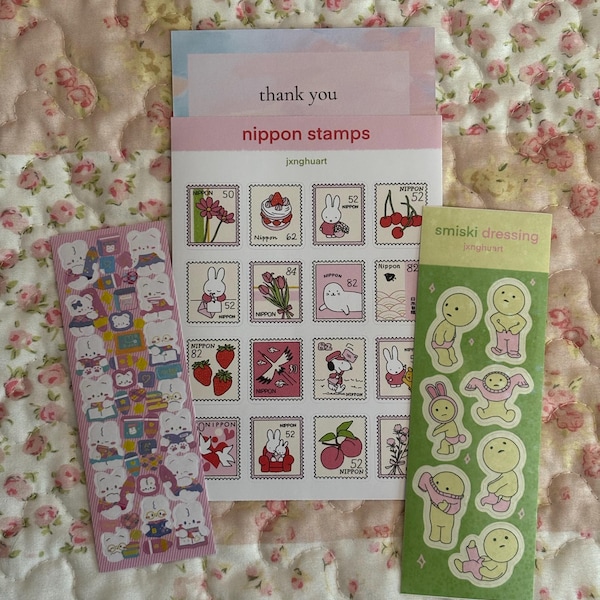Japanese Nippon Stamps Sticker Sheet - for Bullet Journal, Bujo ...