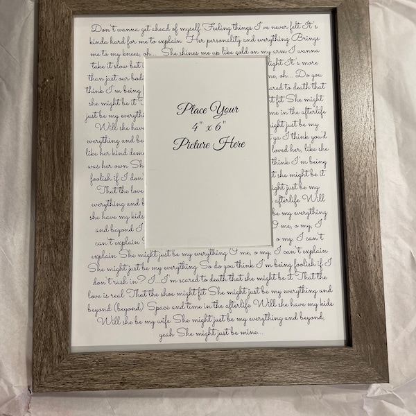 Song Lyric Wall Art, Song Lyric Gift, Frame Song Lyric, First Dance ...