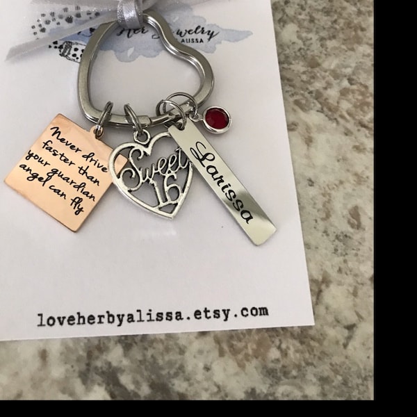 Sweet Sixteen Keychain, Personalized Sweet Sixteen Keychain, Sweet 16 Keychain With Name, Sweet ...