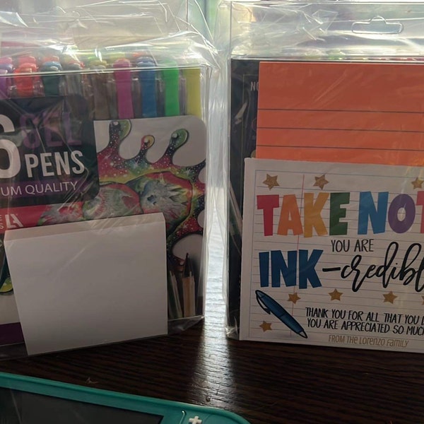 Pen Thank You Gift Tags, Take Note You Are Ink-credible, Teacher Staff ...
