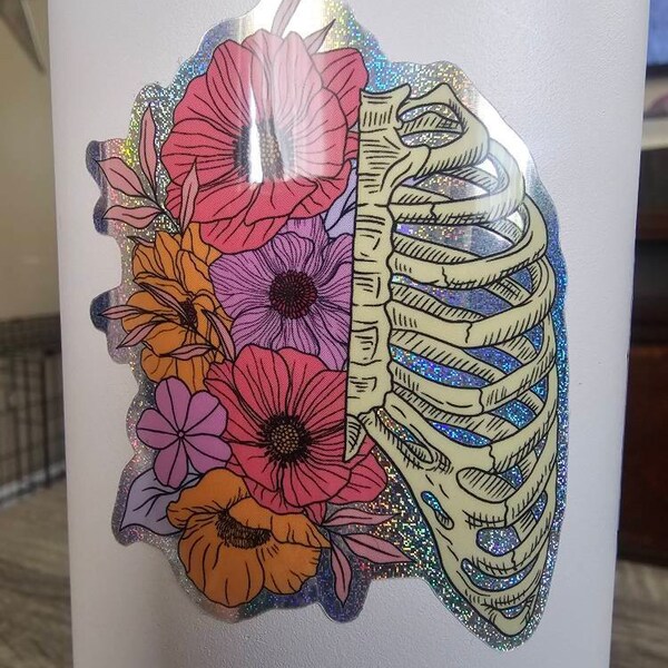 Floral Ribcage Sticker - Radiology Sticker - Xray Sticker - Anatomy ...