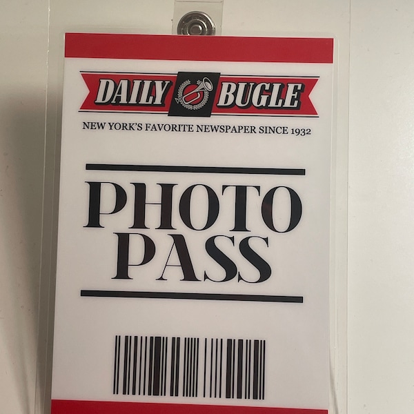 Spiderman Peter Parker Daily Bugle Photo Pass Badge ID Card Costume ...