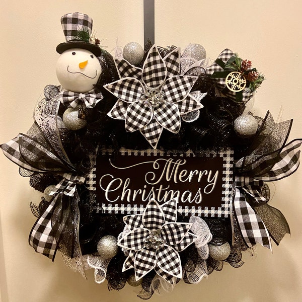 Christmas Sign, Merry Christmas Sign, Buffalo Check Sign, Buffalo Check ...