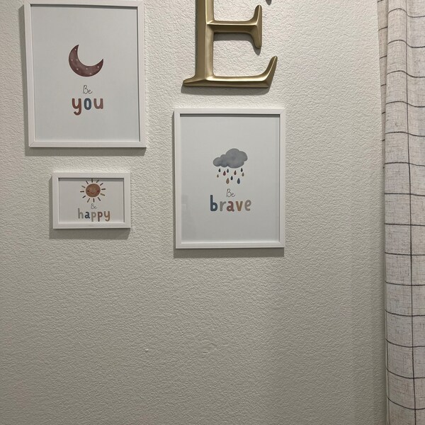 Be Kind Be Happy, Sun Moon Nursery Prints, Playroom Wall Décor Neutral, Toddler Room Décor ...