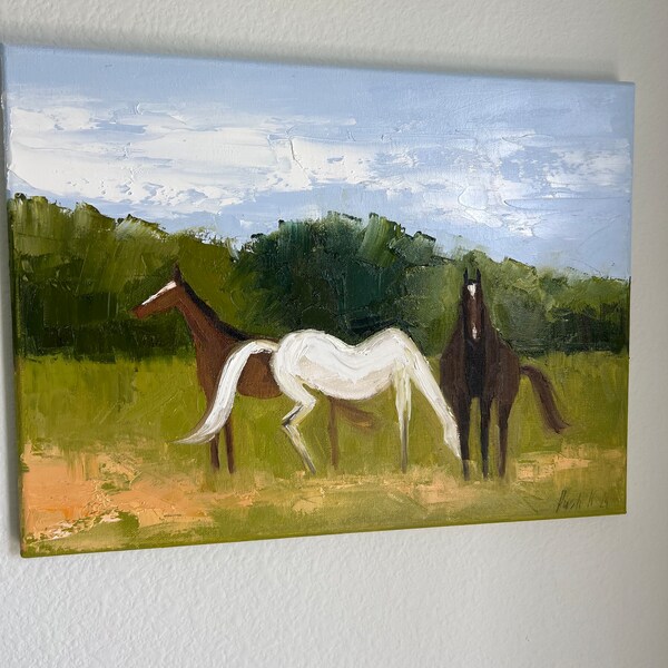 Clothesline Coastal Oil Painting Laundry Room Art Small Format Art ...