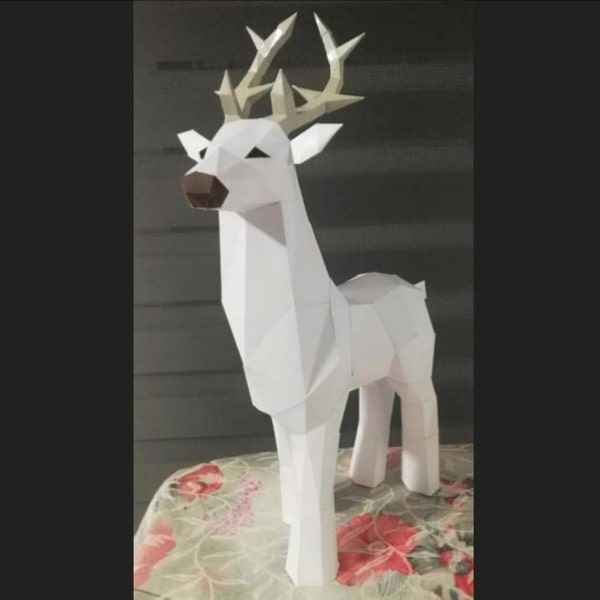 Deer Stag Papercraft Template, DIY Papercraft Deer Stag, Low Poly Deer ...