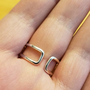 Large Square Ring Ring Set 2 Chunky Square Ring Stacking | Etsy