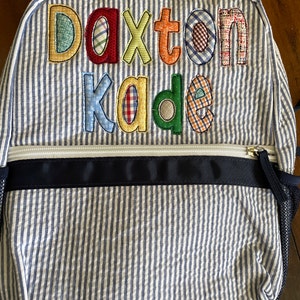 Monogram Applique School Backpack Personalized Bookbag - Etsy