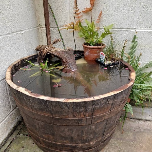 Water Tight / Pond / Half / Whisky / Barrel / Oak / Planter / Tub ...