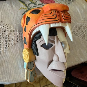 Mayan Aztec Eclipse Warrior Cedar Mask Single Piece of Hand Sculpted ...