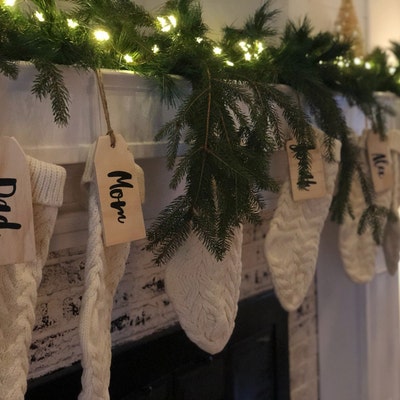 LARGE Stocking Name Tags Personalized Holiday Gift Tag Christmas Decor ...