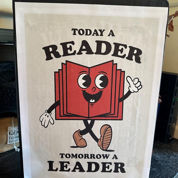 Classroom Wall Art, Reading Poster, Retro Book Cartoon Mascot Character ...