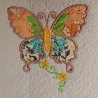 Flower Butterfly Applique Machine Embroidery Design Instant Download - Etsy