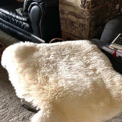 Genuine Real Sheepskin Rug Ivory Sheepskin Rug Single Pelt Wool Fur ...