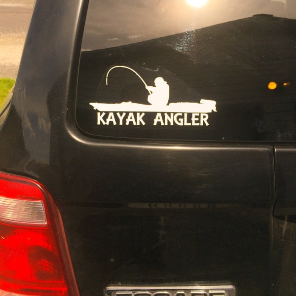 Vinyl Kayak Angler Decal, Kayak Angler Sticker, Kayak Fisherman, Kayak ...