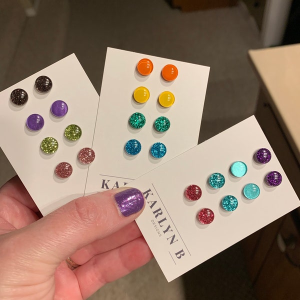 Build Your Own Four Pair Stud Earring Set - Colorful Dot Earrings ...