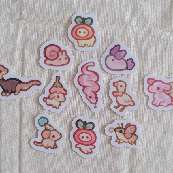 Series 1: Tiny Animal Friends Sticker Set of 11 / Mini Animal Stickers ...