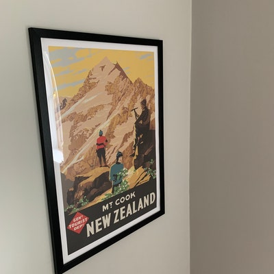 Restored Vintage Mount Cook Poster / Print / New Zealand Travel Print ...