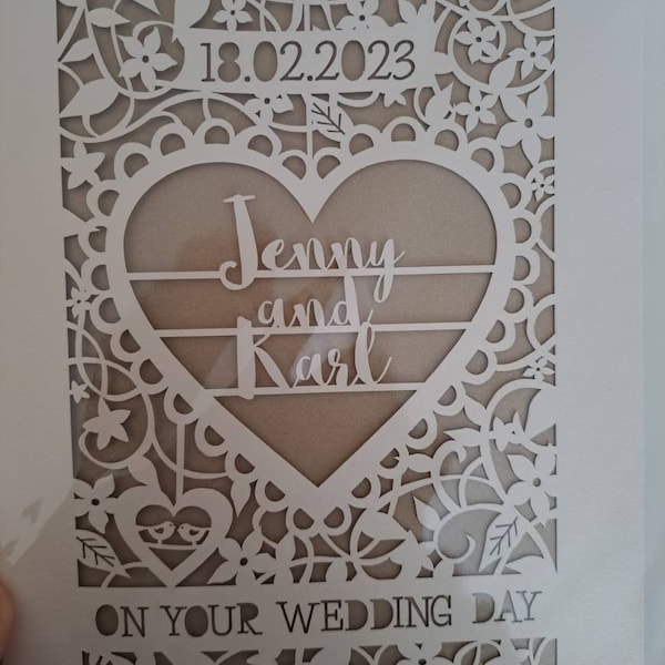 Personalised Papercut on Your Wedding Day Card, Laser Cut Wedding Card ...