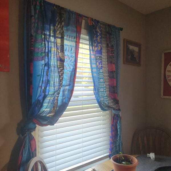 Boho Saree Curtains Upcycled Handmade Saree Curtain With Saree Strips ...