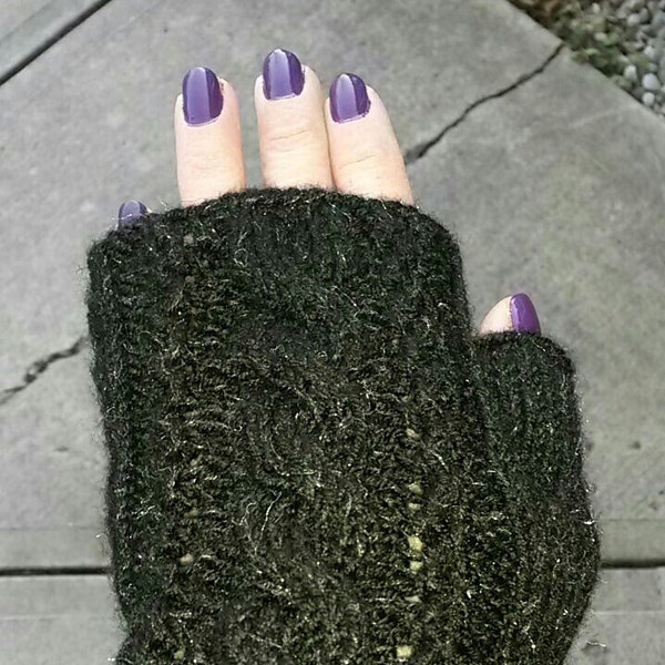 Knit Fingerless Gloves Mittens Women Fingerless Gloves Black Hand ...