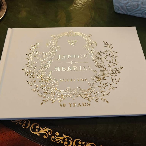 Elegant Wedding Guest Book, Ornate Crest Wedding Hardcover Instant ...