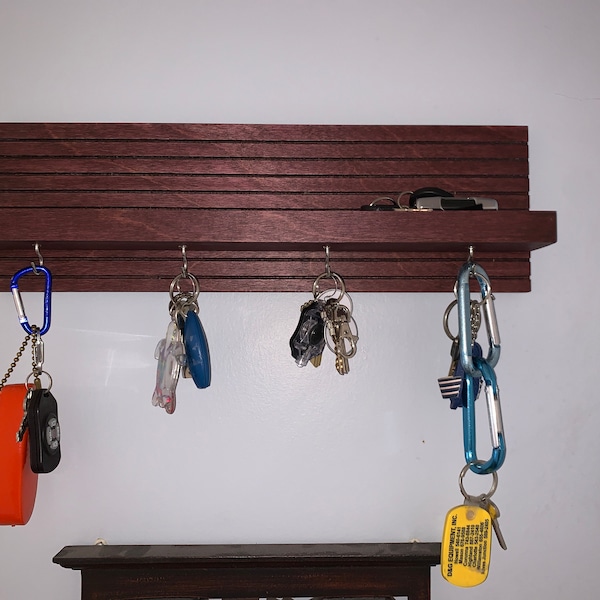 Shelf With Hooks - Floating Shelf, Keyholder With Shelf, Essential Oil ...