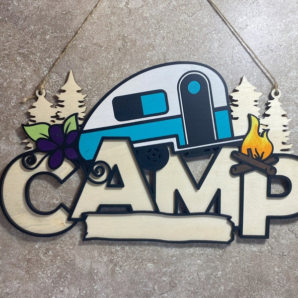 Camp Camper Sign - Easy Finish - Laser Cut File - Glowforge and All ...