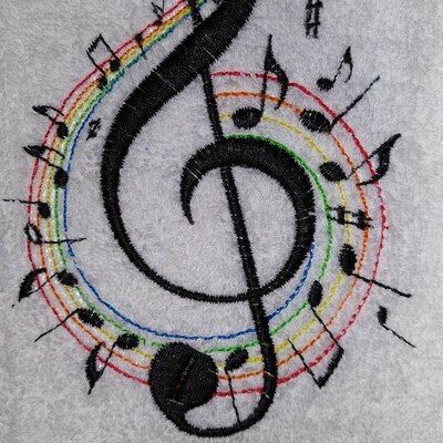 Treble Clef Machine Embroidery Design, Musical Notes Embroidery Pattern ...