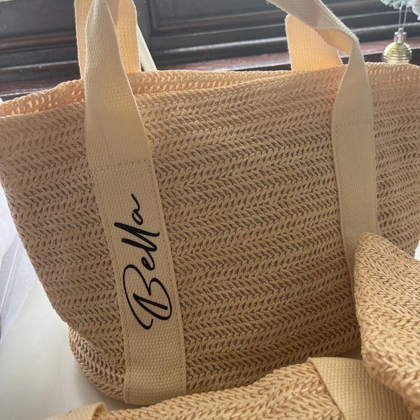 Personalized Beach Straw Bags,burlap Tote Bag,custom Straw Bag,bridal ...