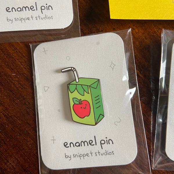 Apple Juice Box Enamel Pin | Cute Hard Enamel Pin | Food Pin | Adorable ...