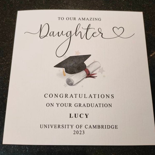 Personalised Daughter Graduation Card- With Cap & Scroll- Name and ...