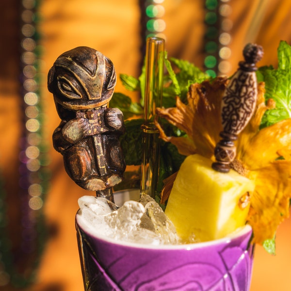 Tiki Swizzle Sticks, Moai and the Cannibal Handmade and Painted Paddle ...