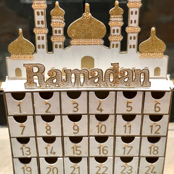 Silver/gold Ramadan Advent Calendar, Islamic Muslim Decor MDF Wooden ...