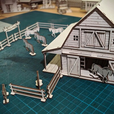 Laser Files for Cutting Wild West Barn SVG 3D Ranch Dxf LBRN Ai Scaled ...