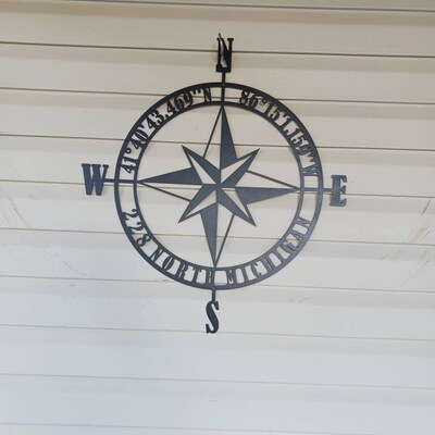 Personalized Life Tree Compass Sign , Metal Compass Wall Art ...
