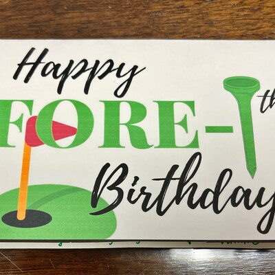 Happy 40th Birthday Golf Card Happy Fore-tee Birthday Card Cute Golf ...