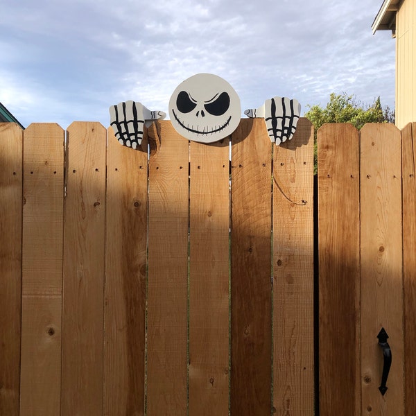 Jack Skellington Skeleton Fence Peeker Yard Art Garden Playground ...