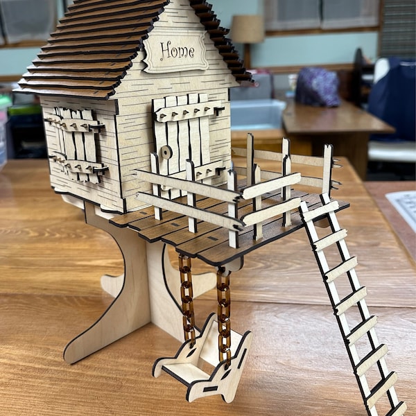 Treehouse Laser Cut Wooden House Digital Download Cdr, Dxf, Ai, Pdf ...