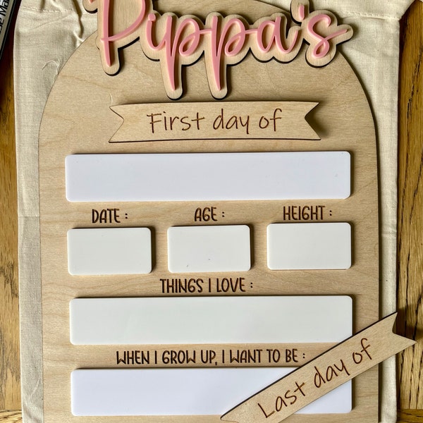 First Day of School Sign, Custom Interchangeable Board, Back to School ...