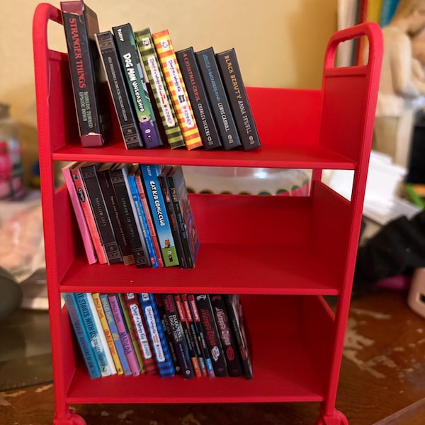1/6 Scale 3 Shelf Mini Library Cart/ Mini Brands Books / Mini Books ...