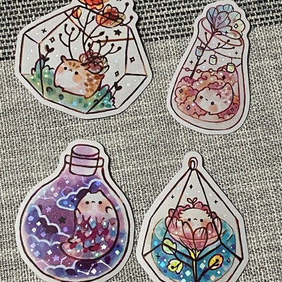 Cute Terrarium Stickers/ Matte Holographic/ Kawaii/ Die Cut Stickers ...