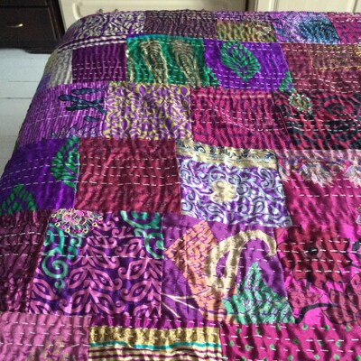 Bohemian Patchwork Quilt Kantha Quilt Handmade Vintage Quilts Boho King ...