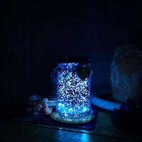Light up Jar -hand Painted Glass - Night Light-sparkle Light- Firefly ...