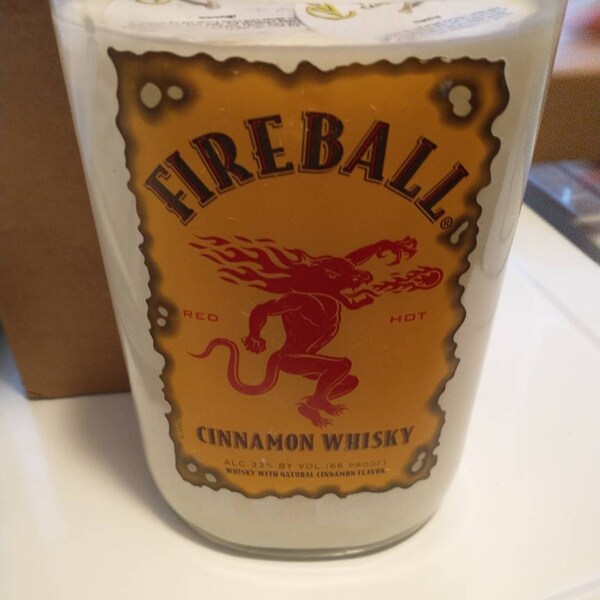 Fireball Whiskey Hand Poured Whiskey Bottle Dual Wicked Soy Liquor ...
