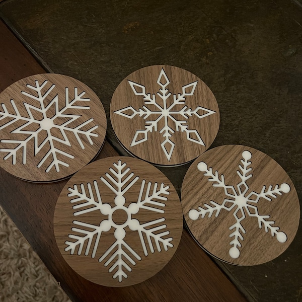 Snowflake Coaster Set Christmas Coaster Holiday Coaster Christmas Decor ...