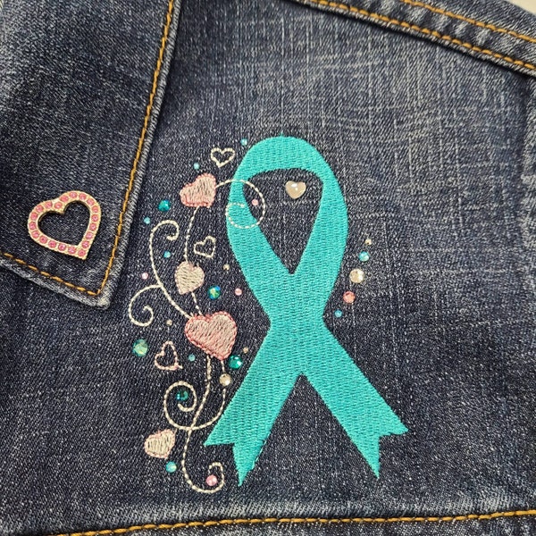 Cancer Awareness Ribbon Embroidery Design. Cancer Ribbon Silhouette ...