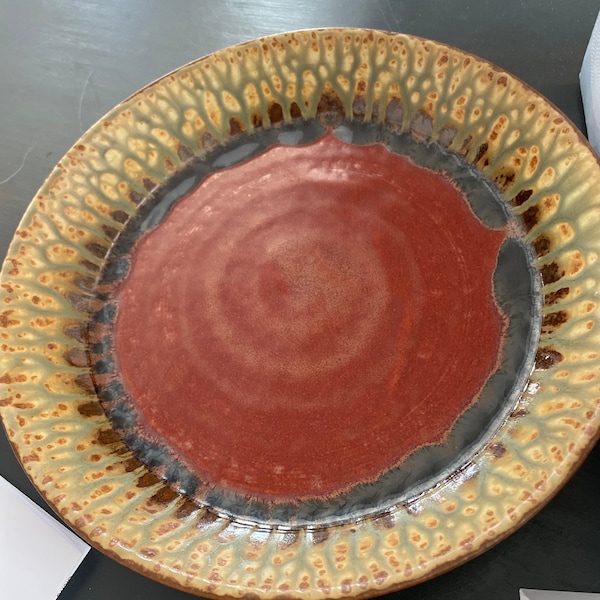 Red Ceramic Pie Plate, Handmade Ceramic Baking Dish, Baker Gift, Rustic ...